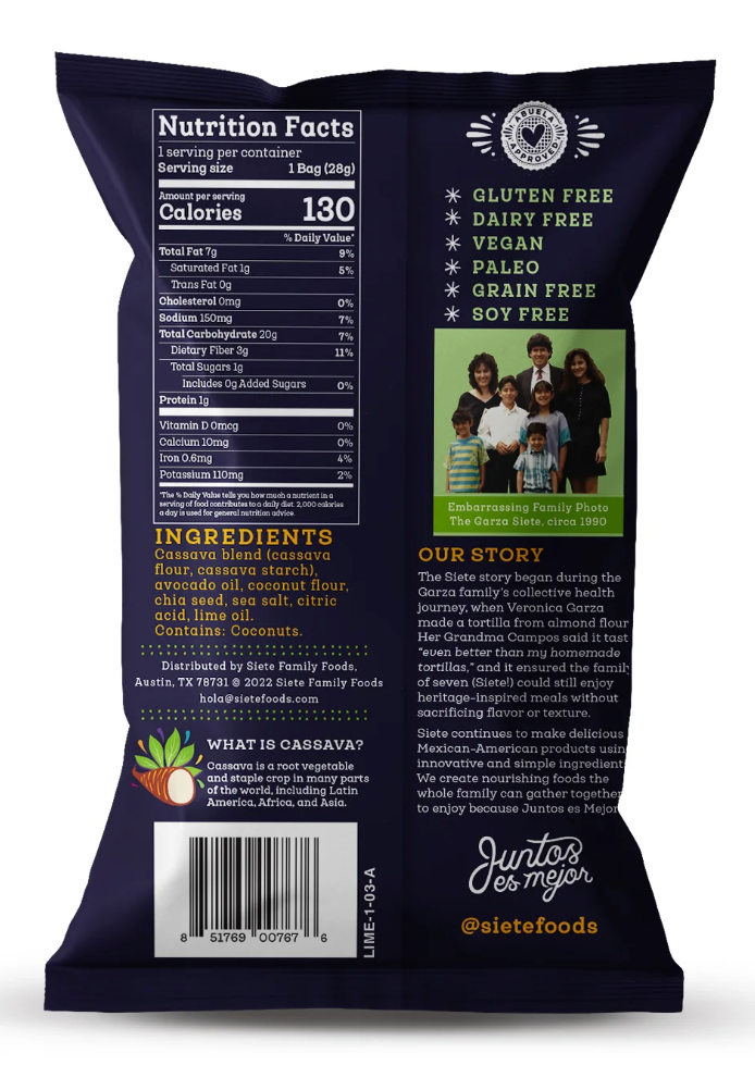 Siete Lime Grain Free Tortilla Chips - Snack Pack – Healthy Snack Solutions