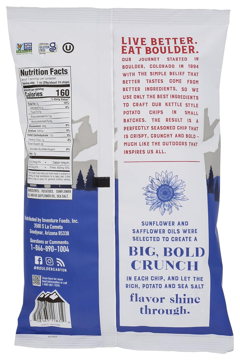 Boulder Canyon Sea Salt Kettle Cooked Potato Chips – Healthy Snack ...