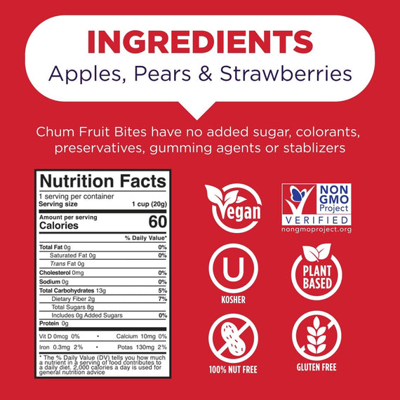 Chum Fruit Bites - Strawberry – Healthy Snack Solutions