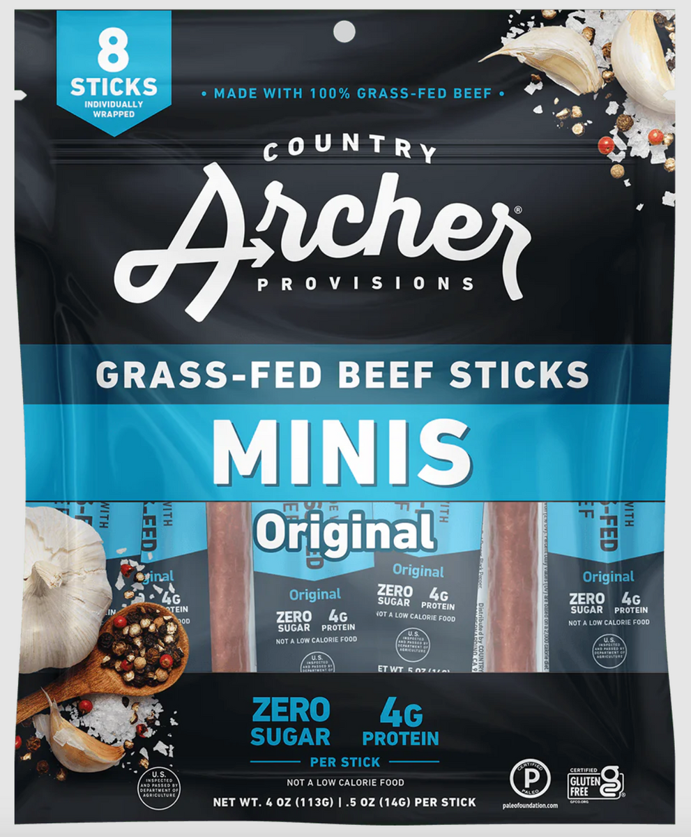 Country Archer Original Beef Mini Meat Sticks - 80 Sticks – Healthy ...