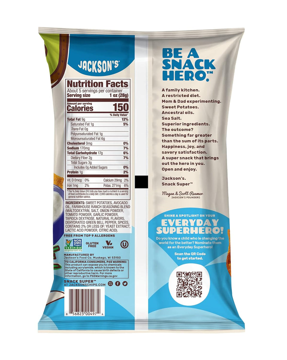 Jackson's Avocado Oil Farmhouse Ranch Potato Chips – Healthy Snack ...