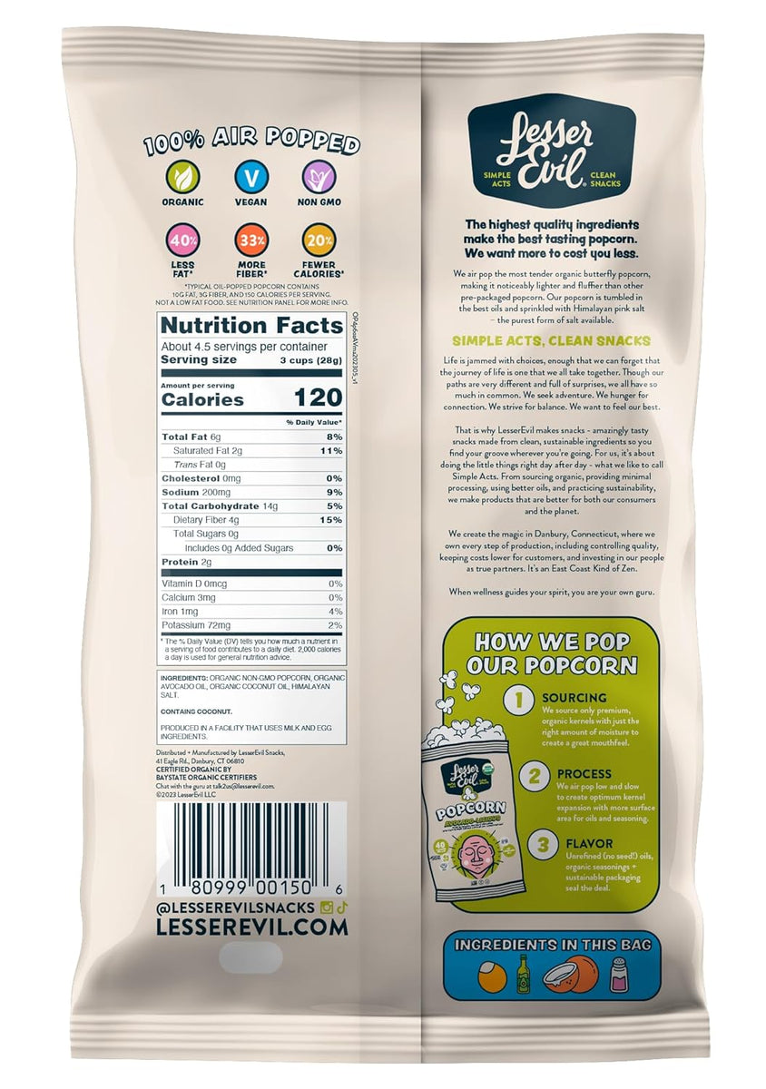 Lesser Evil Avocado-licious Popcorn – Healthy Snack Solutions