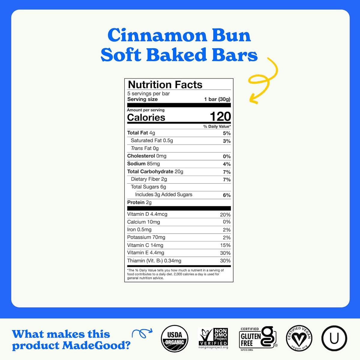 Made Good Mornings Soft Baked Cinnamon Bun Oat Bars – Healthy Snack ...