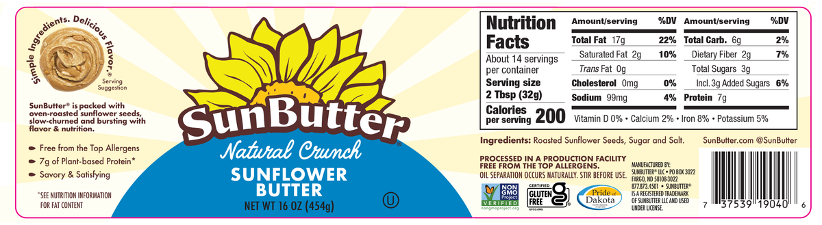 Sunbutter Natural Crunch Sunflower Butter – Healthy Snack Solutions