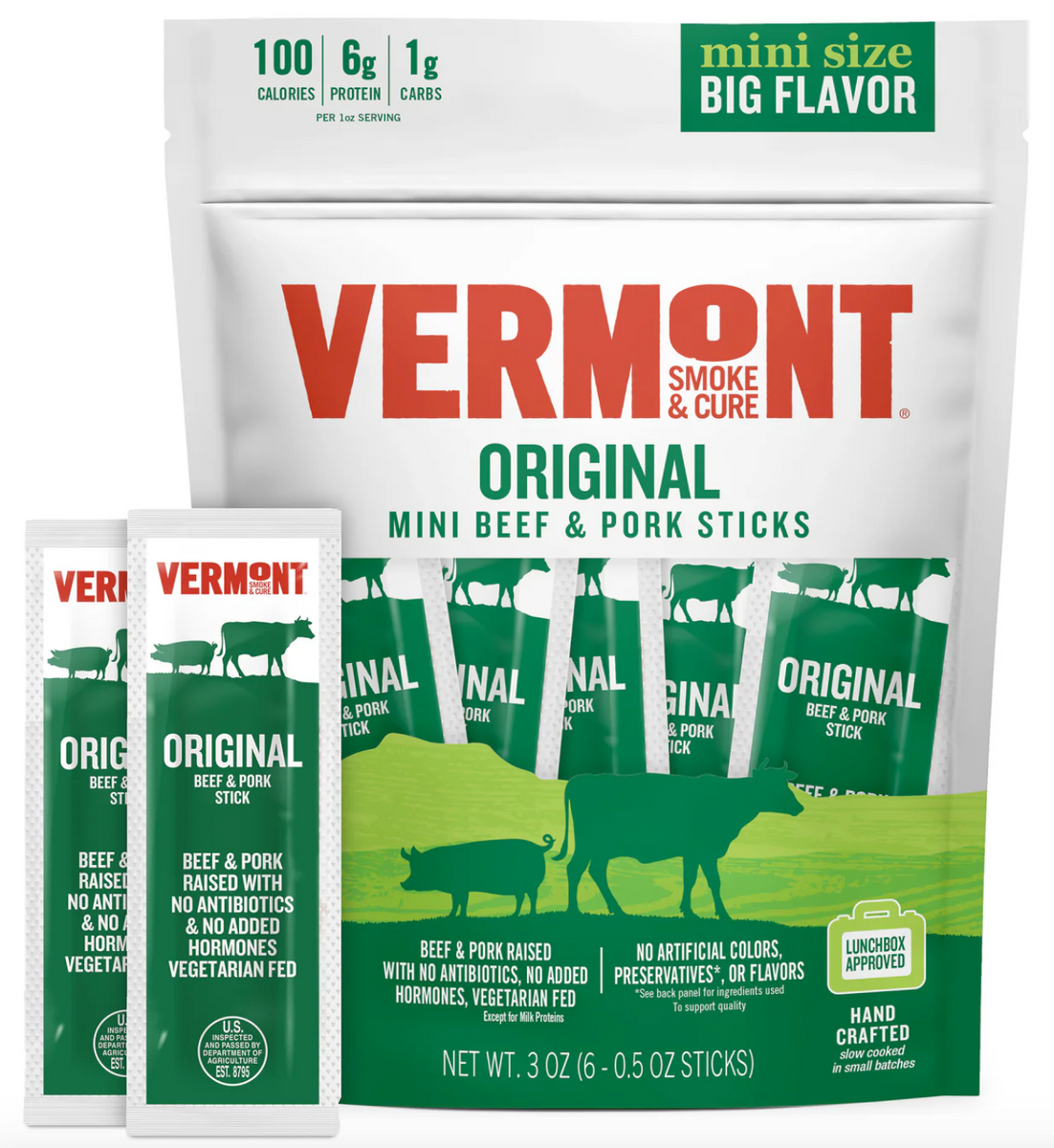 Vermont Smoke & Cure Mini Beef & Pork Sticks – Healthy Snack Solutions