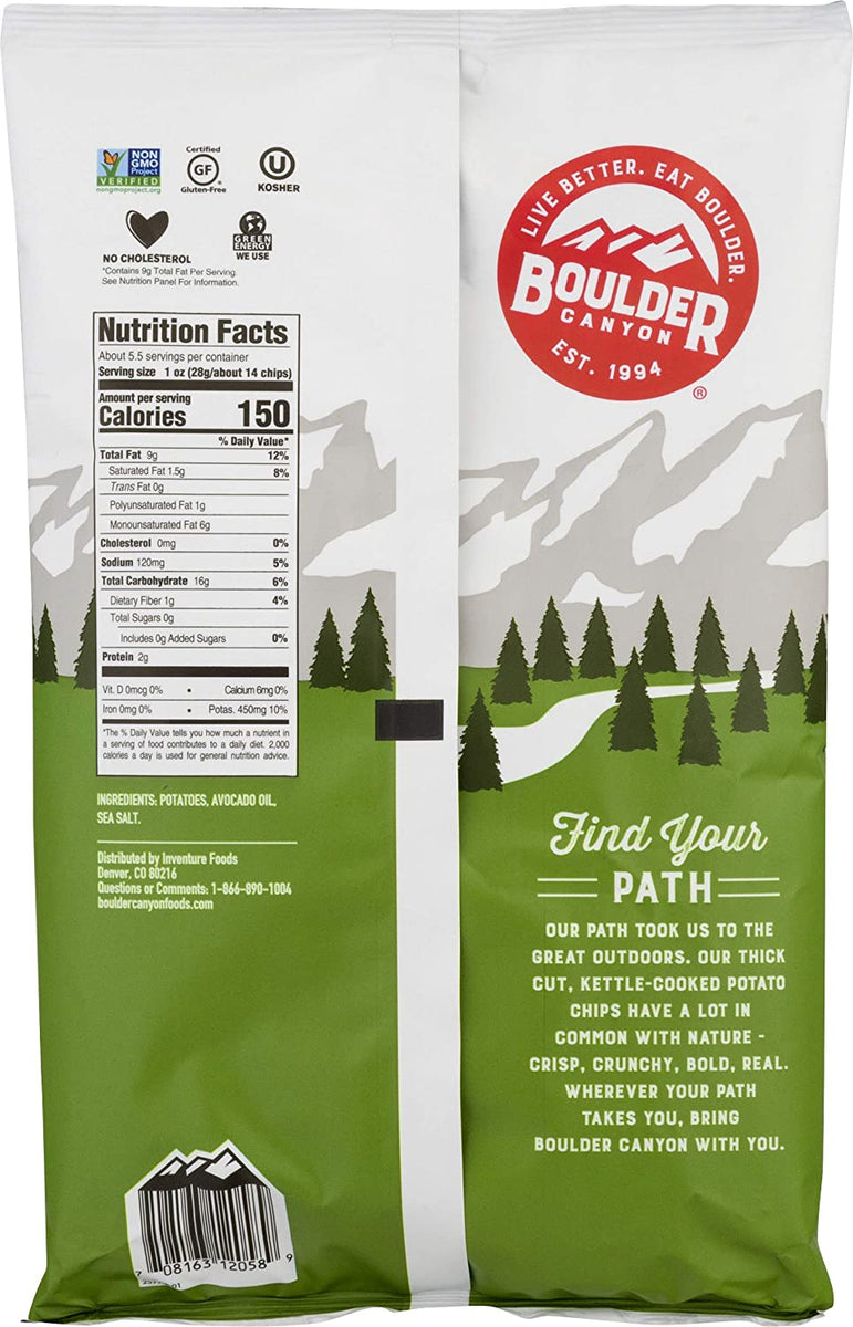Boulder Canyon Avocado Oil Sea Salt Potato Chips - Snack Pack – Healthy ...