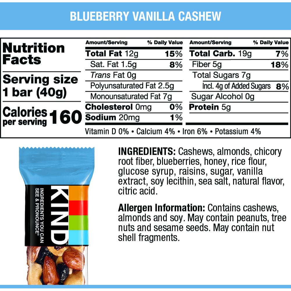 Kind Bar - Blueberry Vanilla Cashew – Healthy Snack Solutions