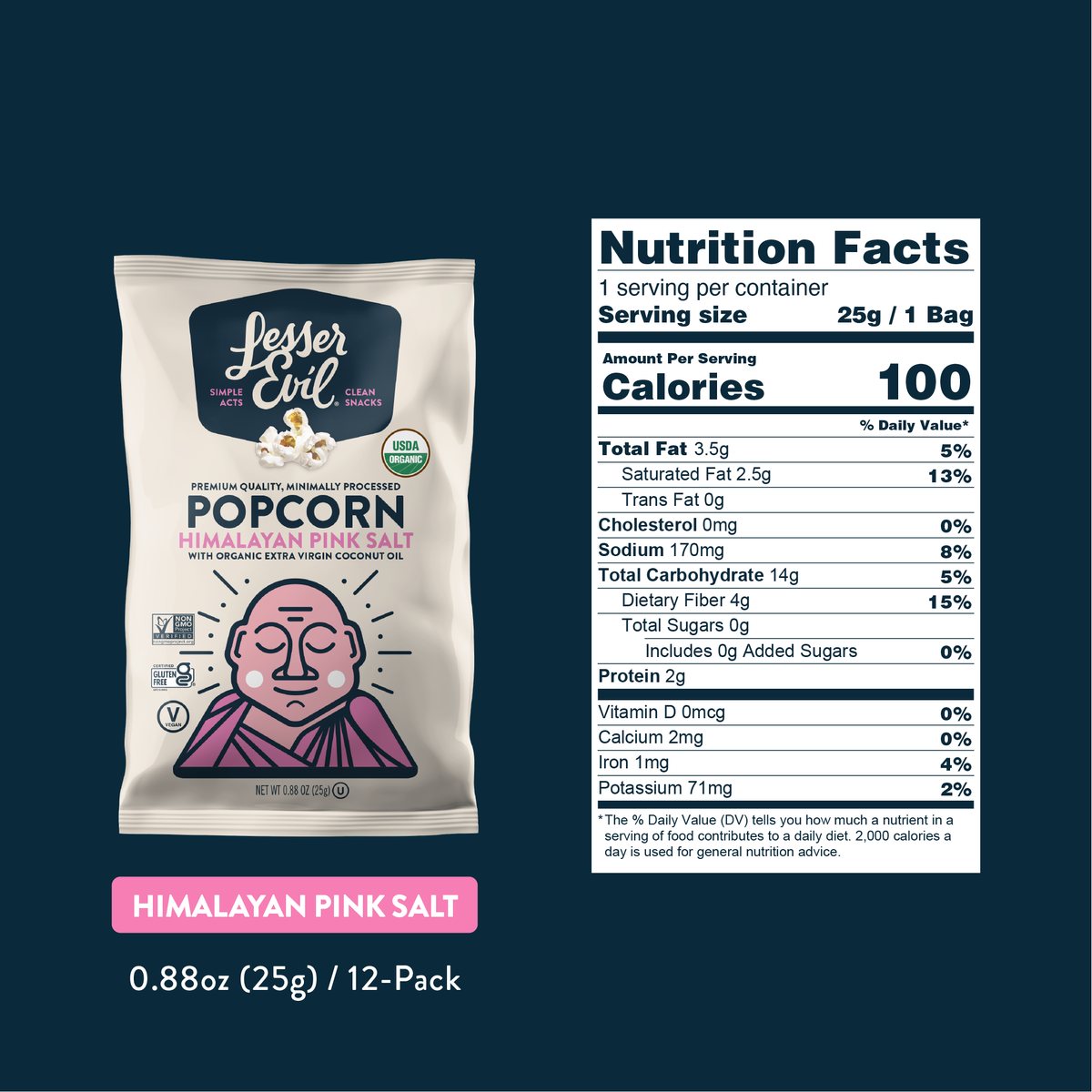 Lesser Evil Himalayan Pink Salt Popcorn - Snack Pack – Healthy Snack ...