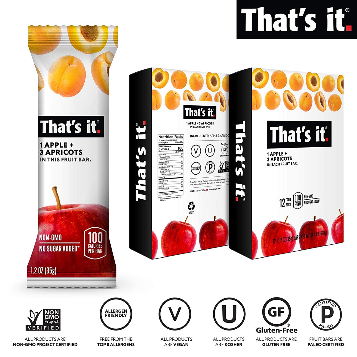 Thats It Fruit Bar Apple Apricot – Healthy Snack Solutions