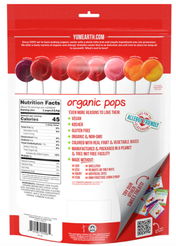 YumEarth - Organic Assorted Fruit Lollipops – Healthy Snack Solutions